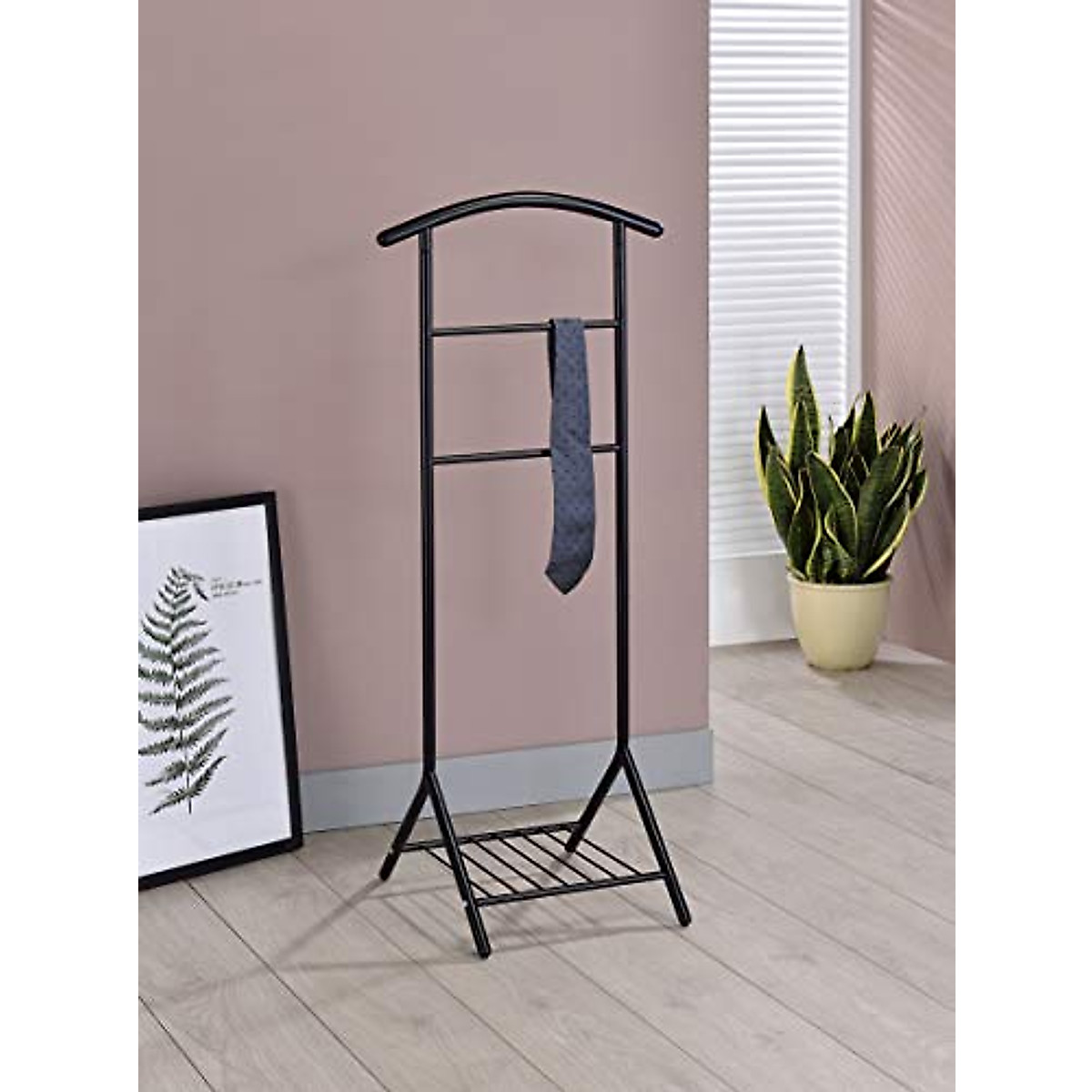 Kings Brand Furniture - Amos Black Metal Wardrobe Suit Valet Stand Organizer, Clothes Rack, Contour Hanger, Trouser Shoe Rack