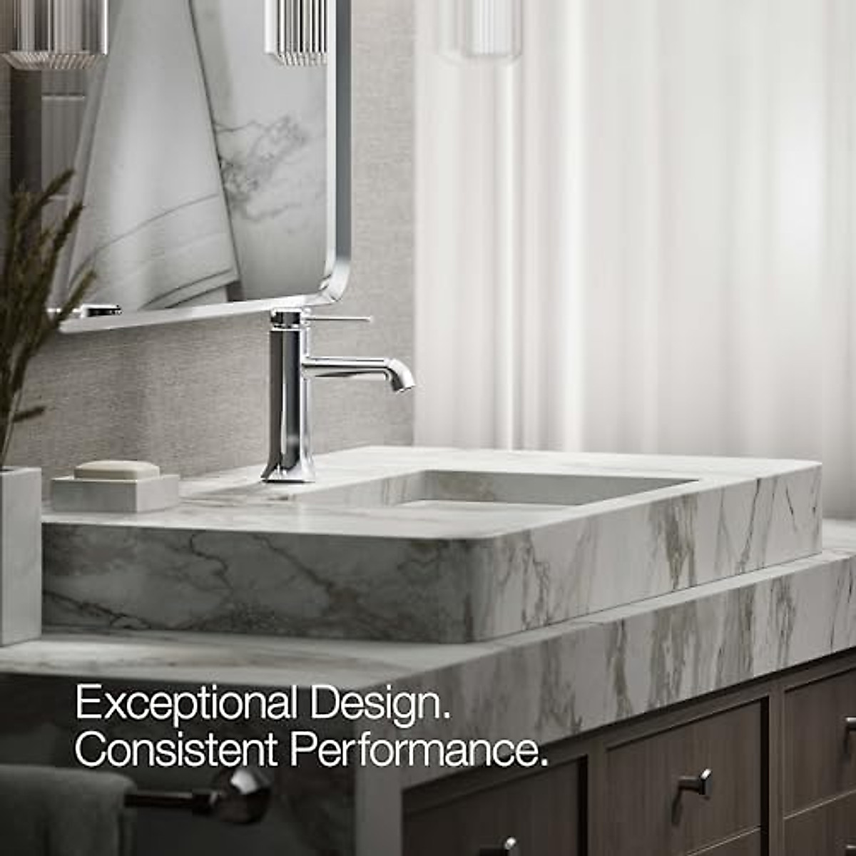 KOHLER 27000-4-CP Occasion Single-Handle Bathroom Faucet with Pop-Up Drain Assembly, One Hole Bathroom Sink Faucet, 1.2 gpm, Polished Chrome