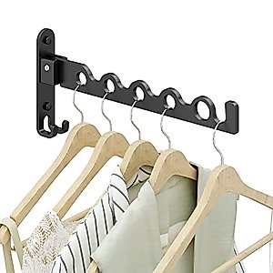 Danpoo Wall Mounted Drying Rack Clothing Foldable, Laundry Drying Rack Collapsible, Folding Clothes Hanger Holder, Matte Black(one Pack)