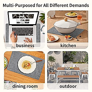 Maxpearl Faux Leather Placemats Set of 6 - Waterproof - Wipe Clean - Heat Resistant - Anti Slip Dining Table Place Mats, Suitable for Indoor & Outdoor Use, 17’’×12’’, Grey