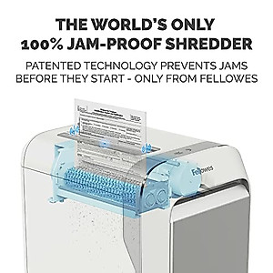 Fellowes ‎Powershred LX22M 20-Sheet 100% Jam-Proof Micro Cut Paper Shredder for Office and Home, White 5263201
