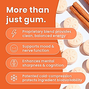 NeuroGum Energy Caffeine Gum (54 Pieces) - Sugar Free with L-theanine + Natural Caffeine + Vitamin B12 & B6 - Nootropic Energy & Focus Supplement for Women & Men - Keto & Vegan, Cinnamon Flavor