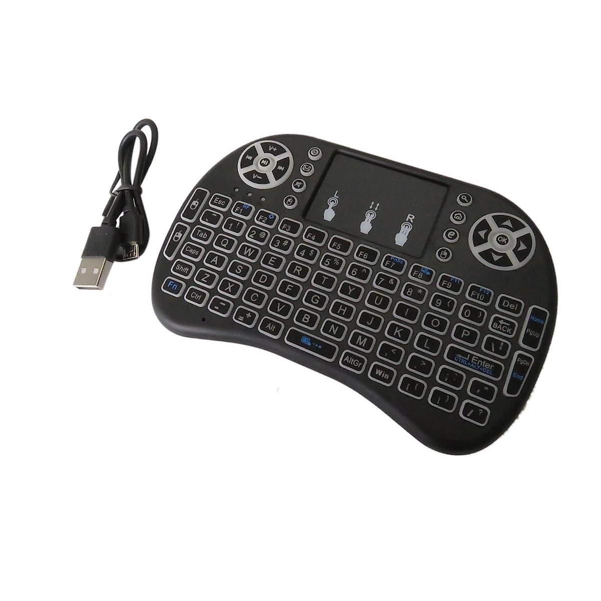 Wireless Mini Keyboard and Touchpad Mouse 2.4GHz Backlit Universal Remote Controller for Gaming Rechargeable Li-ion Battery for Google Android TV Xbox, PS3, PC, Windows Roku iptv Gaming