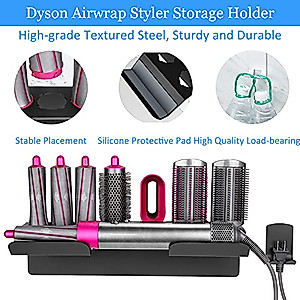 EUTRKei Storage Holder for Dyson Airwrap Curling Iron Accessories Wall Mounted, Metal Organizor Rack, Attachments Bracket Rack for Bedroom Bothroom, Black