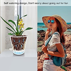 lehorra 1 Pcs Orchid Pot with Holes, 7 Inch Self Watering Plastic Orchid Pots for Repotting, Breathable Slotted Planter Pots for Orchid, Devil's Ivy Healthy Air Circulation & Drainage (White)