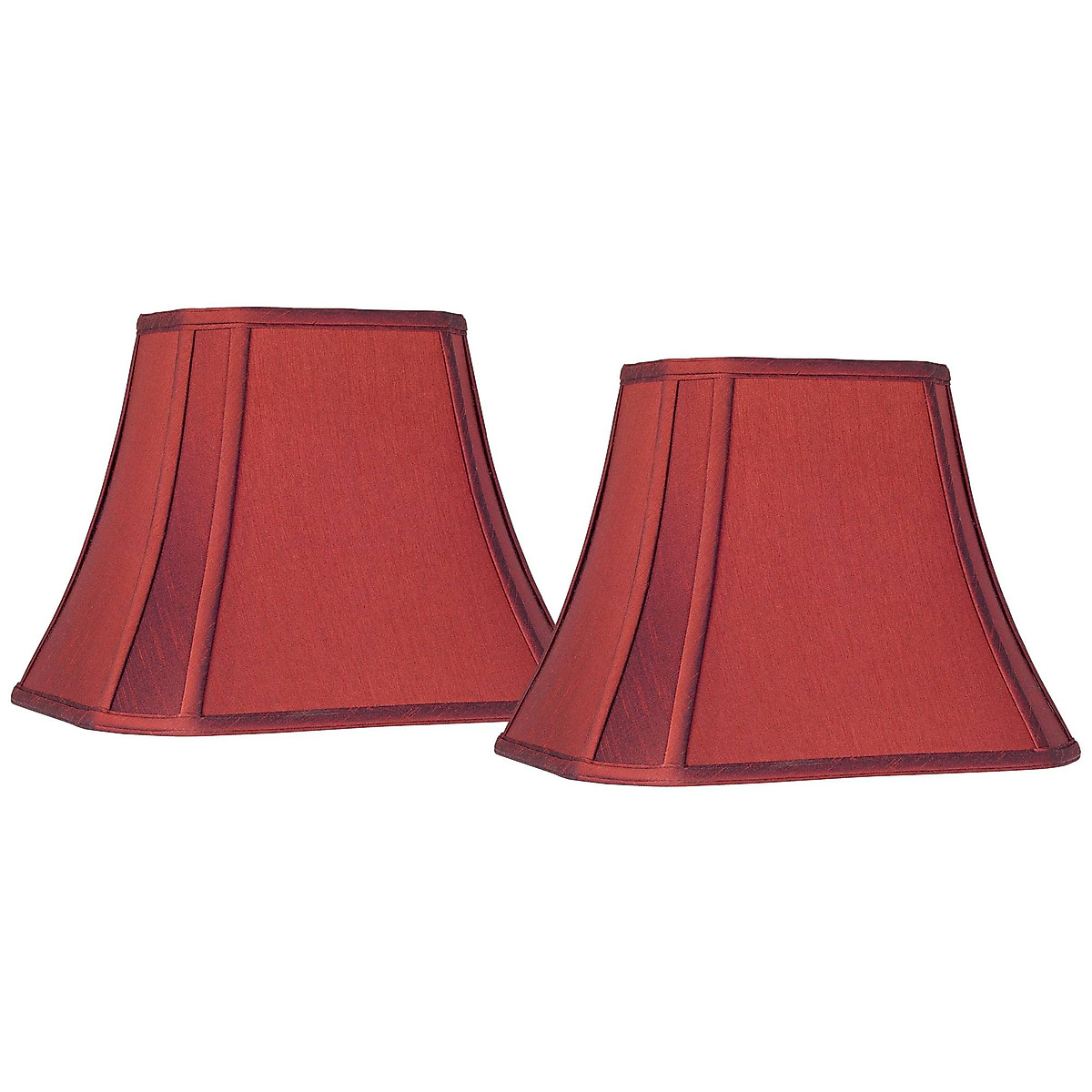 Set of 2 Cut-Corner Rectangular Lamp Shades Red Medium 8" Wide x 6" Deep at Top and 14" Wide x 11" Deep at Bottom and 11" High Spider with Replacement Harp and Finial Fitting - Springcrest