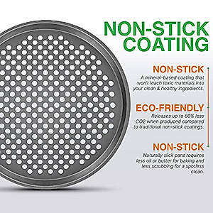 NutriChef 12.8 Inch Nonstick Pizza Pan for Oven - Carbon Steel Pizza Baking Tray with Airflow Holes - Premium Bakeware for Fresh & Frozen Pizza, Dishwasher Safe - Gray