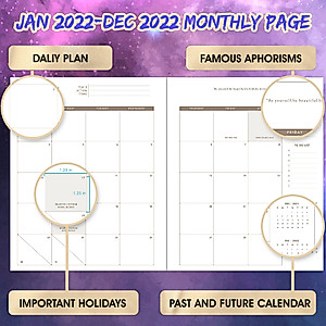 2022-2023 Hardcover Daily Planner Yearly Monthly Agenda Planner Strong Twin-Wire Binding Weekly Organizer for College Students Women Men to Do List Cute Organizer Planner, Purple Small