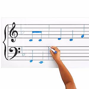 Large Dry Erase Music Staff Magnet Sheet 45.5 x 17" for Classroom Supplies, Teachers, Musicians, Students