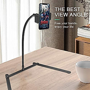 Adjustable Gooseneck Cellphone Holder,Overhead Phone Mount,Table Top Teaching Online Stand for Live Streaming and Online Video and Food Crafting Demo Drawing Sketching Recording