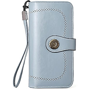 BOSTANTEN Women Leather Handbag Designer Large Hobo Purses Shoulder Bags Blue and Large Capacity Wristlet Clutch Purse Credit Card Holder with RFID Blocking Blue