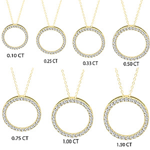 Dazzlingrock Collection 0.10 Carat (ctw) DGLA Certified Round White Diamond Circle Pendant (Gold Chain Included) 1/10 CT, 18K Yellow Gold