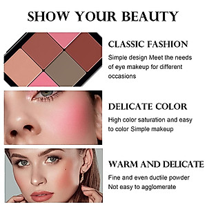 12 Colors Blush Palette,Highlighter Blush Powder Makeup,Long-Wearing,Smudge Proof,Natural-Looking,Blendable Cruelty-Free Matte Finish,Contour and Highlight Blush Palette Face Cosmetics Makeup
