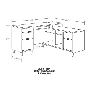 Sauder Clifford Place Engineered Wood L-Shaped Desk in Natural Maple