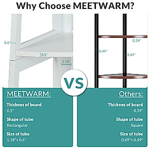 MEETWARM 5 Tier Corner Bookshelf Corner Ladder Shelf Small Bookcase Display Storage Organizer Stand Rack for Living Room Home Office and Kitchen (Coffee)