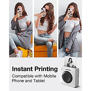 paperang P3 Portable Printer, 300 DPI Thermal Label Printer, Wireless Bluetooth Printer, Supports 3-Inch (80mm) Inkless Printing for Labels, Stickers, Images, QR Codes, and More - White