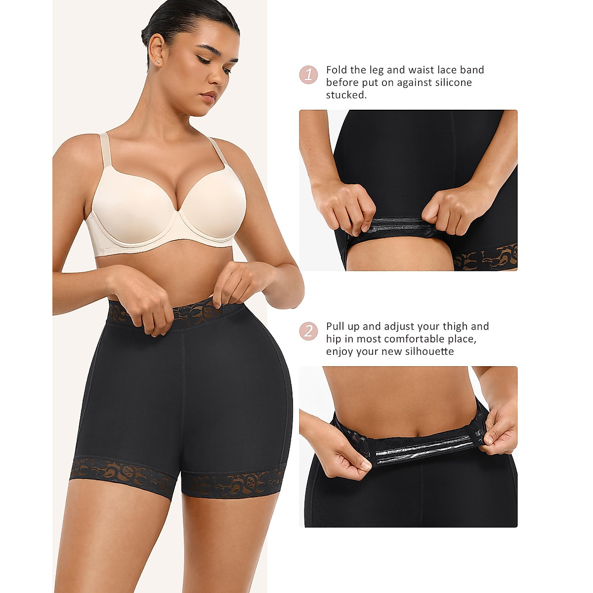 FeelinGirl Body Shaper Panty Tummy Control Shapewear Middle Waist Shorts Butt Shaper Black M