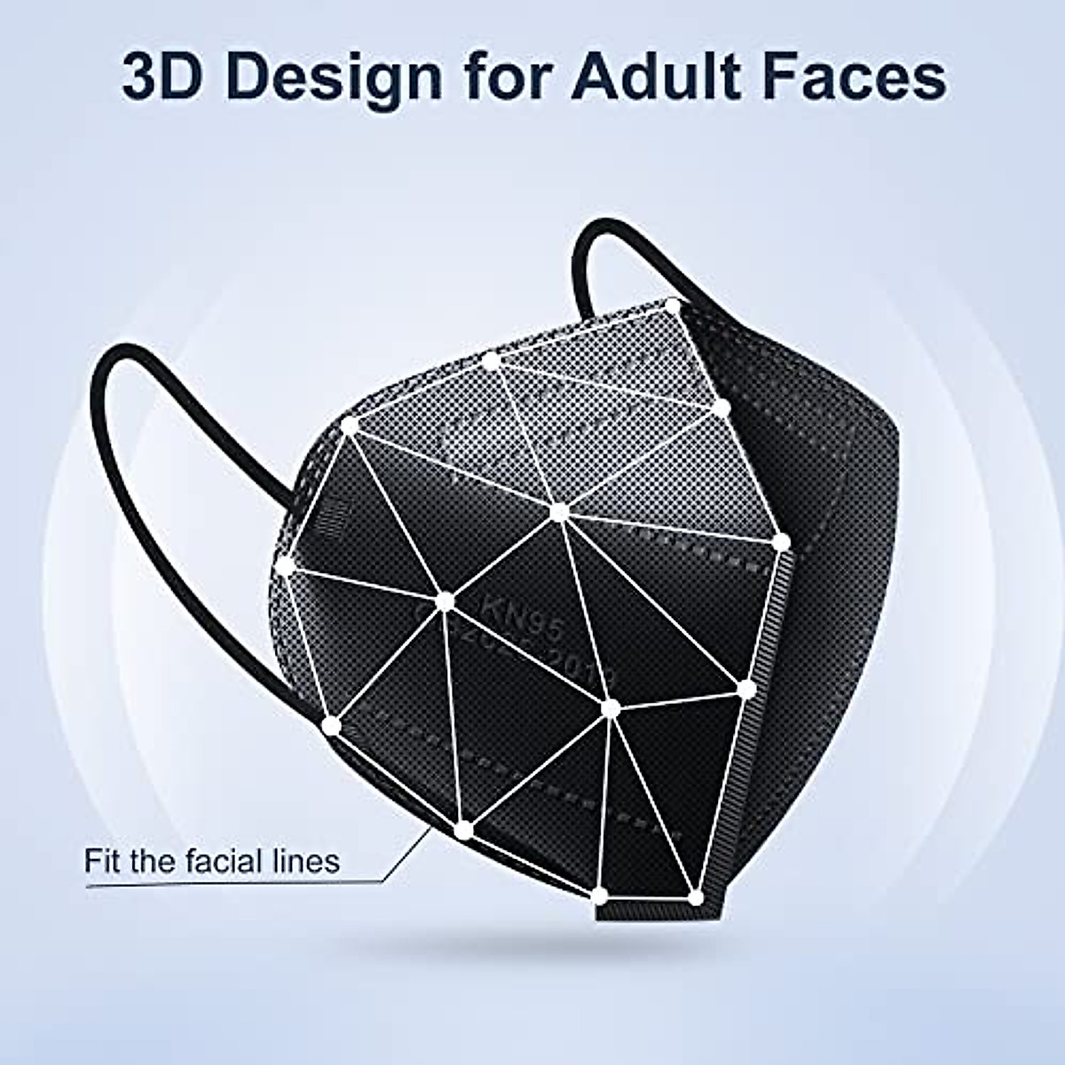 25PCS KN95 Face Mask, 5-Ply Safety Masks for Aldult Men & Women Filter Efficiency≥95% (Blue, Black, Grey)