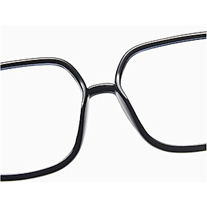 Shiratori Woman's New Retro Blue Light Blocking Glasses Big frame Nerd Eyeglasses Frame Anti Blue Ray Computer Game Glasses Black