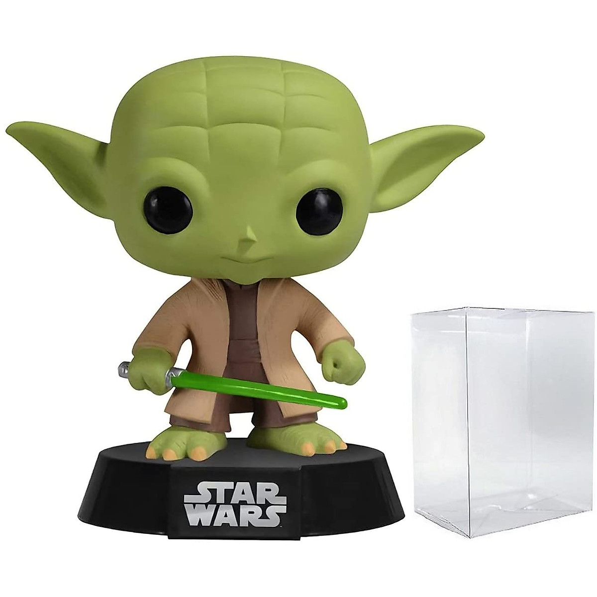 POP Star Wars: Master Jedi Yoda with Lightsaber [Black Box Art] Funko Vinyl Figure (Bundled with Compatible Box Protector Case)