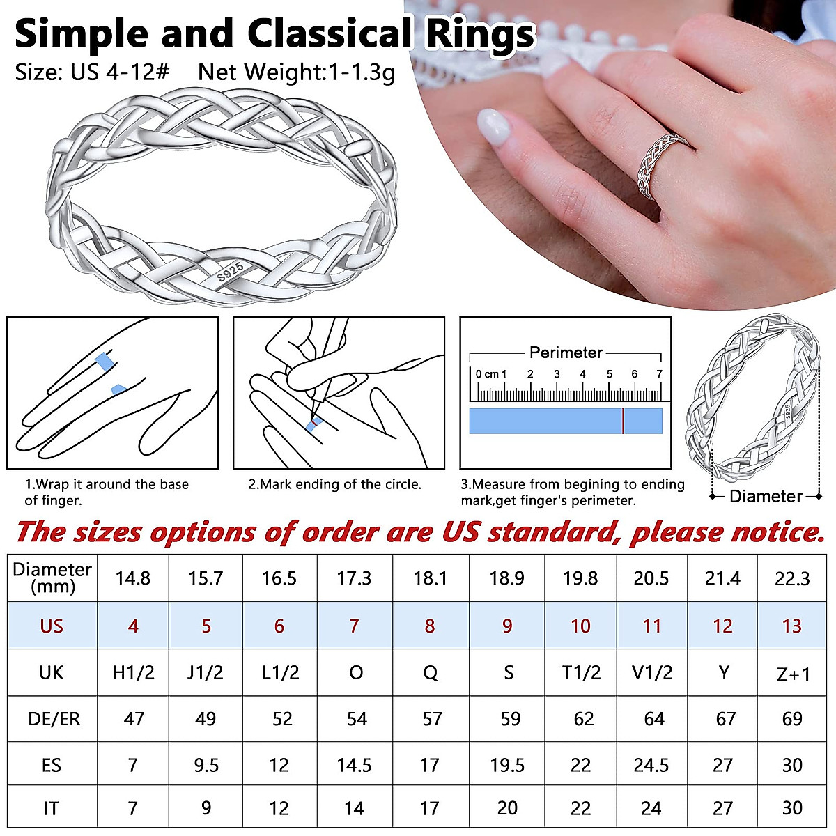 Skin-Friendly Knot Band Ring Sterling Silver Eye-catching Wedding Jewelry for Female with Gift Packaging