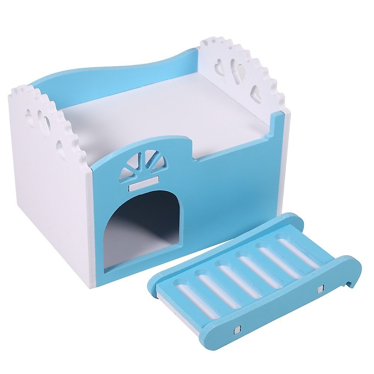 Pet Hamster Rat Guinea Pig Small Animal Castle Sleeping House Nest Exercise Toy 2 Layers with Stair Design Pink