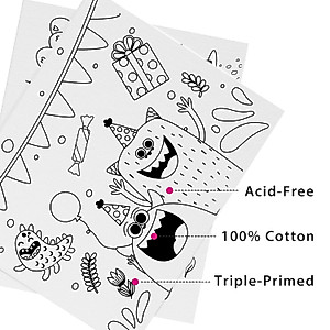 AUREUO Pre Drawn Canvas - 6 Pre Printed 8x10 Canvas, Acrylic Paints, Wood Easel, Smock, Paint Brushes & Palette Art Gift for Boys Girls