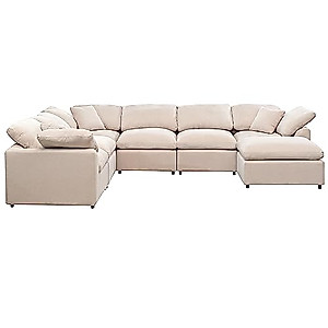 Merax Oversized Modular Sofa with Ottoman L Shaped Corner Sectional, Beige