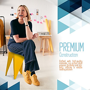 ISL Furnishings Zuho Stackable Stools, Set of 2 – Durable Plastic Stacking Chairs – Stack Stool Chair for Outdoor, Dining, Classroom, Kitchen, Counter, Flexible Seating, Space-Saver (Highlight-Yellow)