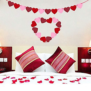 WOONOO 4 Pack Felt Heart Garland Banner NO DIY - Valentines Day Banner Decorations - Anniversary, Engagement, Wedding Party Decoration Ornaments