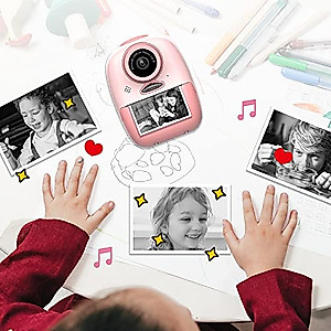 Children's Instant Print Camera, 26MP Digital Camera for Kids Aged 3-14 Ink Free Printing 1080P Video Camera with 32GB SD Card,Color Pens,Print Papers