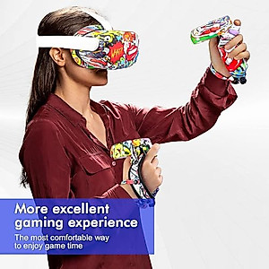 Relohas VR Accessories for Oculus Quest 2, Silicone Set for Meta Quest 2, Include Controller Grip Leather Cover, VR Shell Cover, Face Cover, Lens Cover and 10PCS Disposable Eye Cover(Street Graffiti)