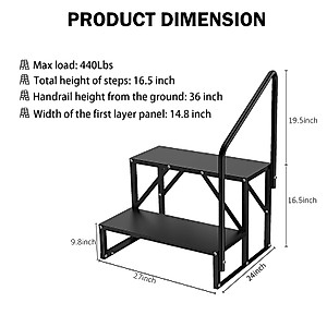 Fruyyzl 2 Step Stool Ladder for Adults, Safety Ladder Bookshelf 440Lbs, Hot Tub Stairs with Handrail, Swimming Pool Ladder Above Ground, Home Decor for Office, Household, Kitchen (2 Step 1PCS)