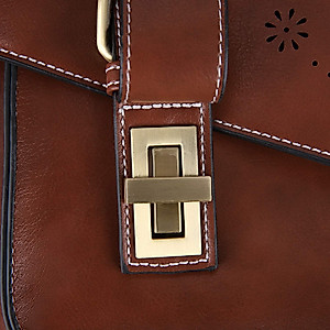 ECOSUSI Backpack for Women Briefcase Messenger Laptop Bag Vegan Leather Satchel Work Bags Fits 15.6 inch Laptops, Coffee