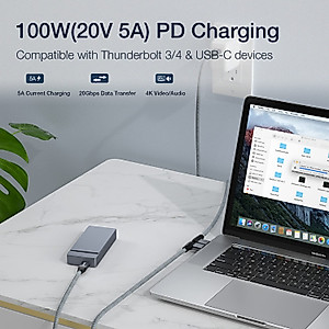 90 Degree USB C to USB C Cable, USB C 3.2 Cable 20Gbps Data Transfer, 4K@60Hz 8K@30Hz Video Right Angle 100W PD Fast Charging Cable with E-Marker for Thunderbolt 3/4, MacBook Pro, iPad Pro, Galaxy S20