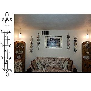 HOHIYA 2pc Tea Cup Display Rack Vertical Wall Stand Teacup Saucer Holder for China Coffee Mug Organizer Black