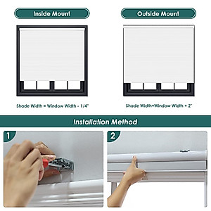 LUCKUP Cellular Shades Cordless Blackout Honeycomb Blinds, Room Darkening Pull Down Window Shade for Bedroom Living Room Nursery, 20'' W x 64'' H, Grey-White