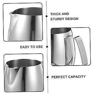 MOLUCKFU Pull Cup Hot Chocolate Tea Coffee Pan Coffee Steaming Pitcher Machine Cleaning Latte Art Froth Cups Milk Frothing Jug Steaming Jug Cream Milk Coffee Silver Stainless Steel