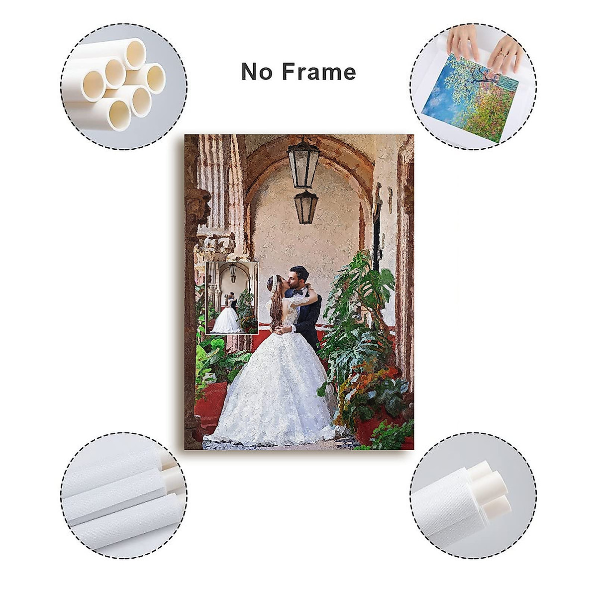 100% Handmade Personalized Picture Custom Canvas Oil Painting from Your Photos - Customize Portrait Your Space with Canvas Wall Art Paintings (Un-Frame,H24xW16inch(60x40cm))