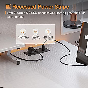 ODK 58 Inch Computer Desk with USB Charging Port & Power Outlet, L-Shaped Corner Desk with Storage Shelves & Monitor Shelf for Home Office Workstation, Modern Writing Table, White