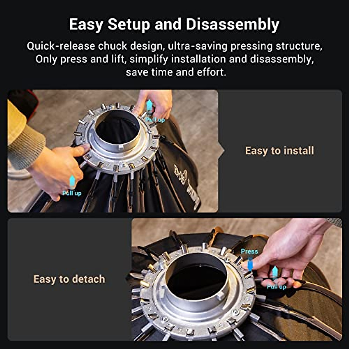 SMALLRIG Parabolic Softbox Quick Release, Parabolic Softbox, Compatible with SmallRig RC 120D/RC 120B/RC 220D/RC220B and Other Bowens Mount Light (33.5inch/85cm)