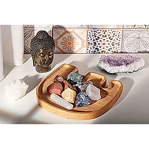 CrystalTears Wooden Serving Tray Platter Handmade Elephant Shaped Snack Fruit Dessert Serving Platter Wood Crystal Display Tray Jewelry Trinket Dish for Home Decoration