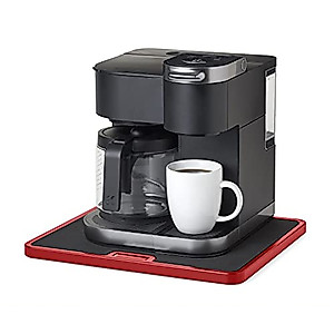 Nifty Solutions Large Appliance Rolling Tray - Red, Home Kitchen Counter Organizer, Integrated Rolling System, Non-Slip Pad Top for Coffee Maker, Stand Mixer, Blender, Toaster, (8824RED)