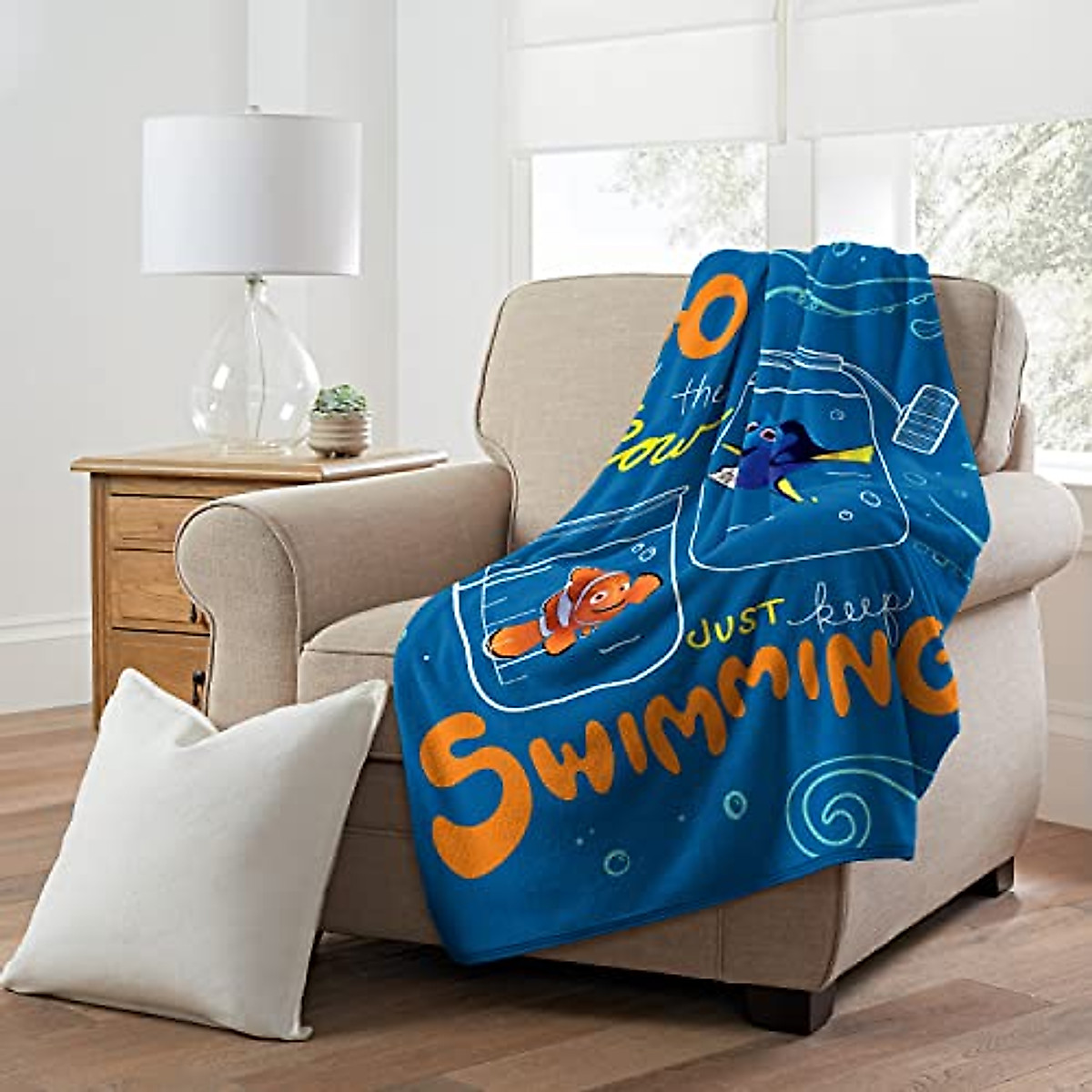 Northwest Finding Nemo Micro Raschel Throw Blanket, 46" x 60", with The Flow