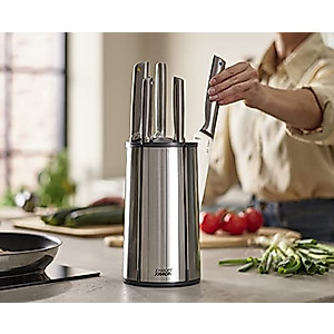Joseph Joseph Elevate - Steel Knives Carousel 5-Piece Set with Rotating Stainless-Steel Knife Block, Japanese Stainless-Steel Blades, Fingerprint-Proof Coating and Non-Slip Base, Kitchen Accessories