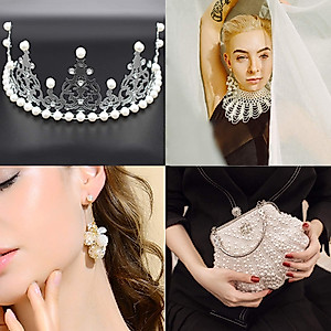 PH PandaHall 6 Sizes White Flat Back Pearl Cabochon 690pcs Flat Pearls Gems for Shoes Crafts Scrapbooking Embellishment Makeup Wedding Diamond Phone Nail Making 4mm 5mm 6mm 8mm 10mm 12mm