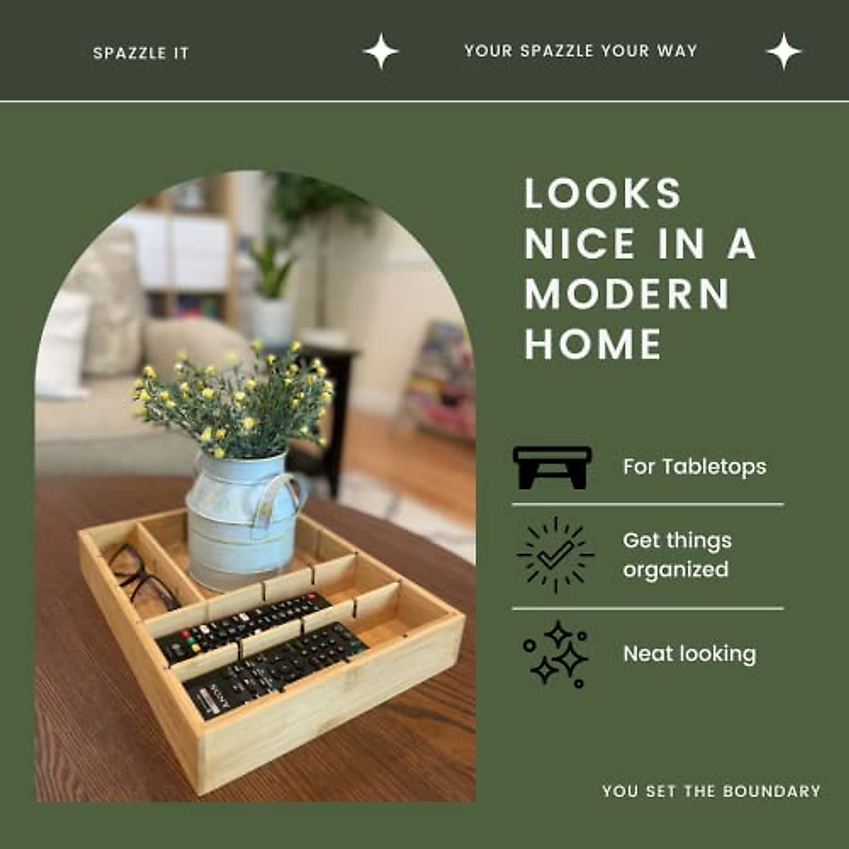 SPAZZLE Lite: 18 PCS Bamboo Organizer for Every Room