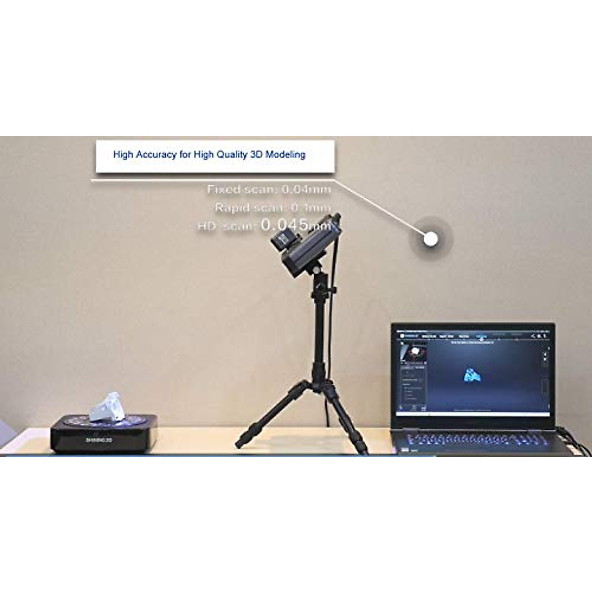 New EinScan Pro HD 3D Scanner with Turntable, Tripod, Color Pack, 0.2mm Resolution, 0.04mm Accuracy- Ultimate for Reverse Engineering, 3D Modeling, Art, Design, Manufacturing, Healthcare