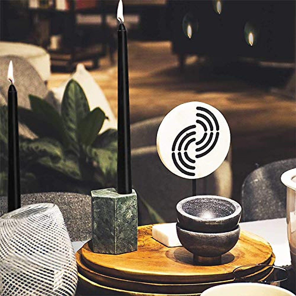 Tonsooze Black Taper Candles, 14 pcs Unscented Candles, 10 inch High, 3/4 inch Thick - 7.5 Hours Burning (Black)