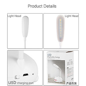 Cute Kawaii Desk Lamp with USB Charging Port for Teen Girls Bedroom Room Cartoon Cat Foldable Table Lamp Rechargeable LED Light for Studying Reading Protect Eyesight School Supplies (Green Cat)